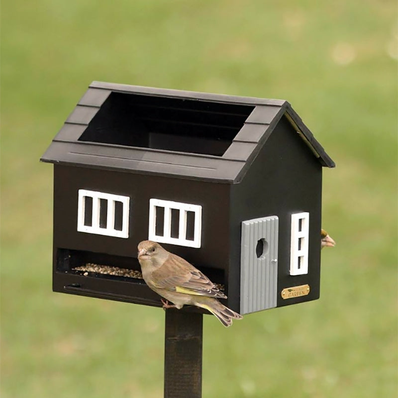 Sort Fuglehus med fuglebad fra Wildlife Garden.